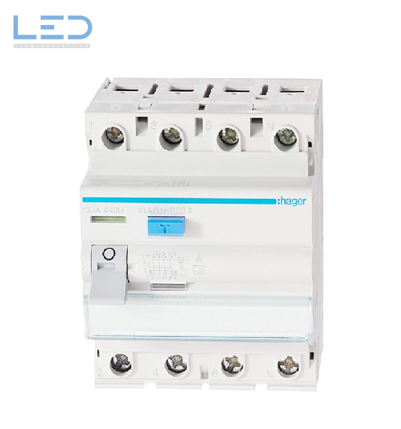 FI 40A, CDA440C, Hager 30mA 3LN Fehlerstrom-Leitungsschutzschalter